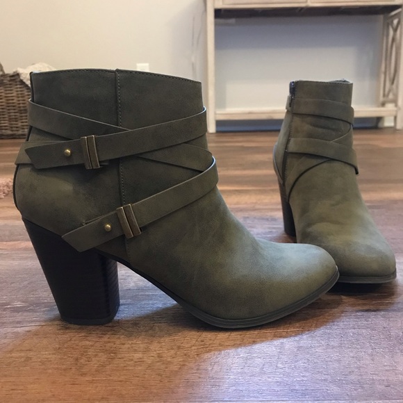 Charming Charlie | Shoes | Army Green Booties | Poshmark